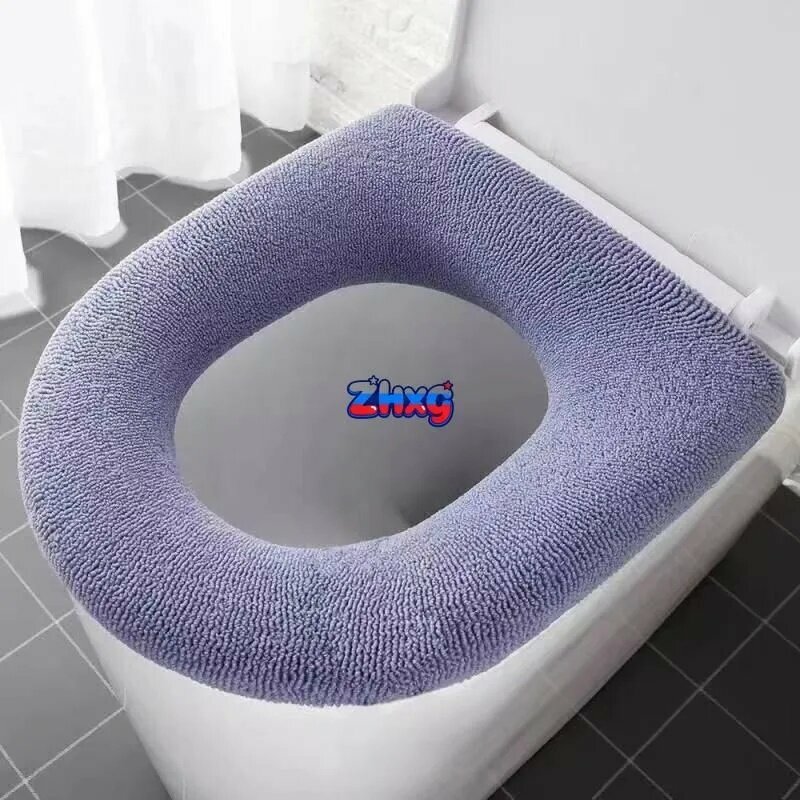 Чехол на унитаз, трикотажный, утепленный. Эластичный, многоразовый, для всей семьи