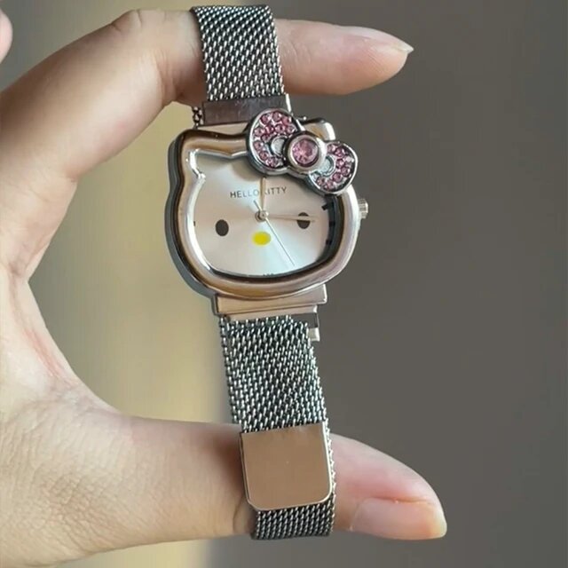 Милые часы Hello Kitty и Sanrio, магнитные кварцевые часы с мультяшными персонажами, в стиле Y2K, украшения и аксессуары для девочек, подарки для любимых.