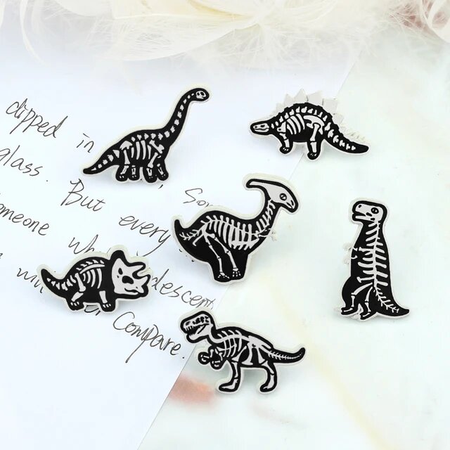 Набор из 2-6 значков в стиле панк с динозаврами, эмалированные значки с котом-растением и цветами, милые броши в виде гусиной лапки, кошачьей лапки, бороды и черепа, подарки для детей.