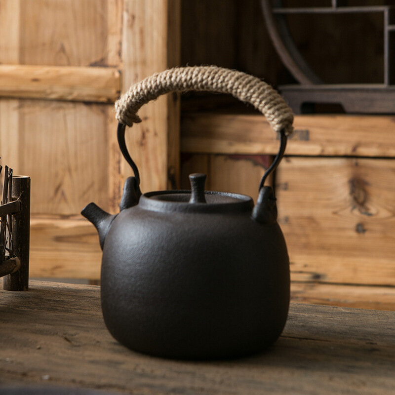 Новый полу-ручной черный гончарный чайник бытовой чайник большой емкости чайник угольная плита спиртовая плита Горшок с