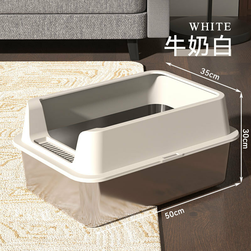 Кошачий туалет из нержавеющей стали, очень большой, открытый, с защитой от разбрызгивания, лоток для кошачьего туалета, туалет для кошек, товары для домашних животных