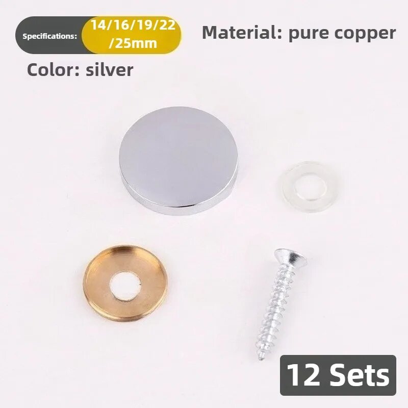 Декоративные винты для стекла, Silver, 16mm, 12 шт.