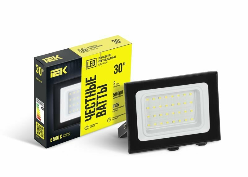 Прожектор светодиодный СДО 06-30 6500К IP65 черн. IEK LPDO601-30-65-K02