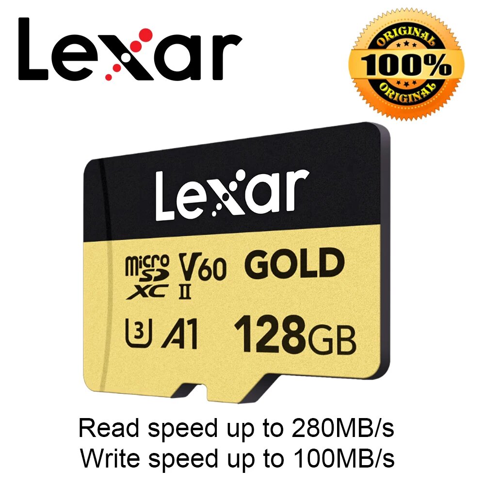 Lexar Professional GOLD 128GB 256GB microSDXC Card UHS-II C10 U3 V60 A1 4K Lexar Professional GOLD 128GB 256GB карта microSDXC C10 U3 V60 A1 4K UHD видеокарта памяти для Дронов DJI экшн-камер