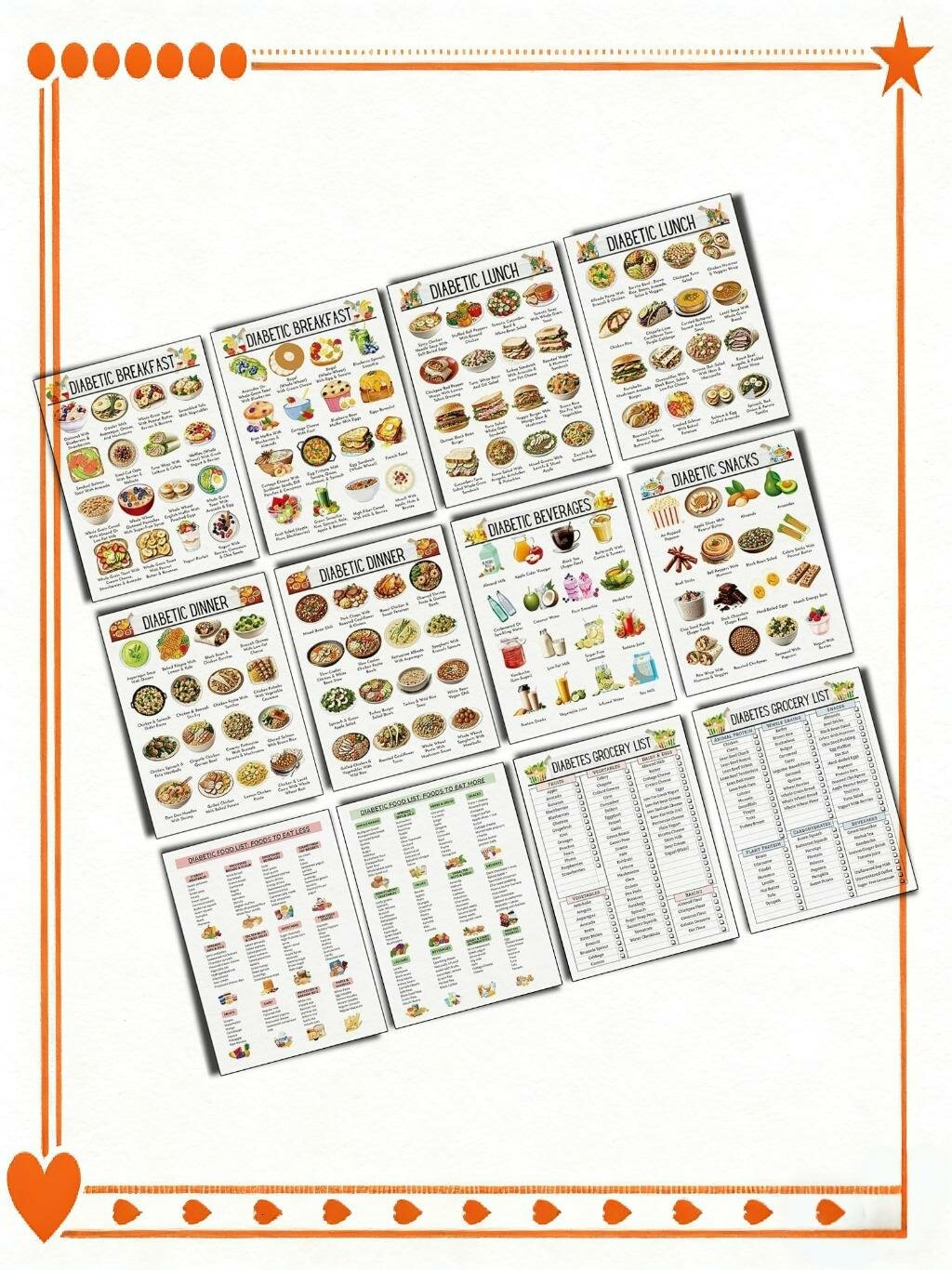 Планировщик питания для диабетиков, 12 шт, 8x10 дюймов