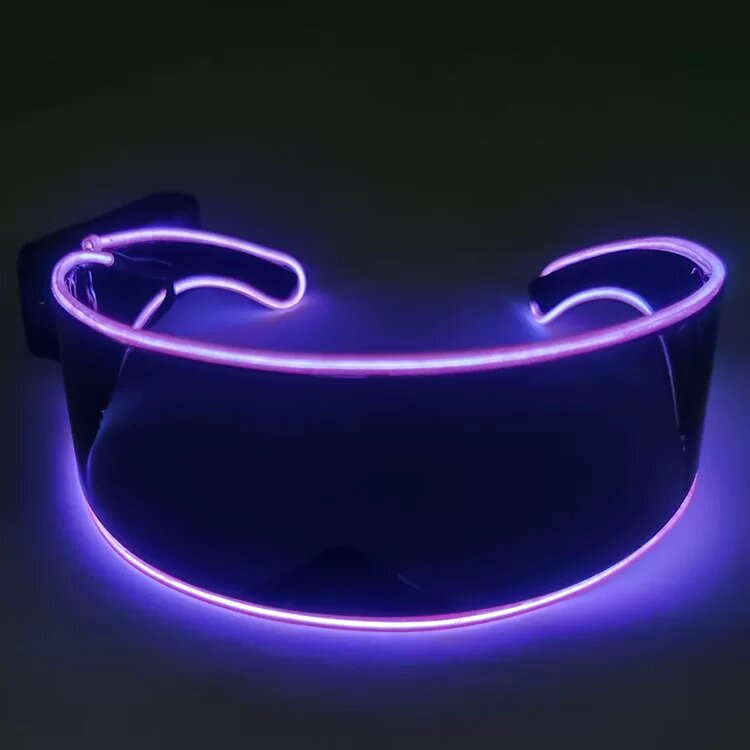 Солнцезащитные очки с LED-подсветкой в киберпанк-стиле, фиолетовый цвет, без батареи для ночных клубов