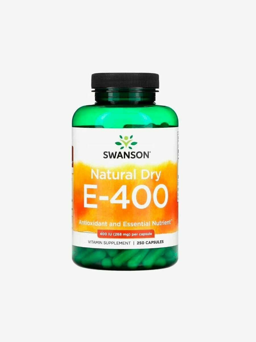 SWANSON Витамин E Natural Dry 400 Iu (268 мг), 250 капсул Витамин Е Капсулы