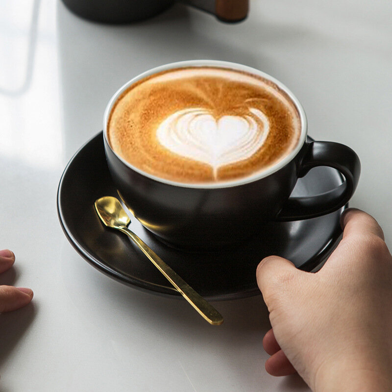 Рекомендовано бариста, матовая кофейная чашка и блюдце третьего поколения, 300 мл, утолщенная, чашка для латте, чашка для латте-арта, керамика