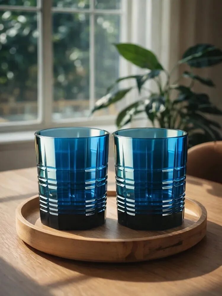 Набор стаканов низких, синих топаз Arcoroc "Брикстон" 2 шт, 300 мл. Ударопрочное стекло.