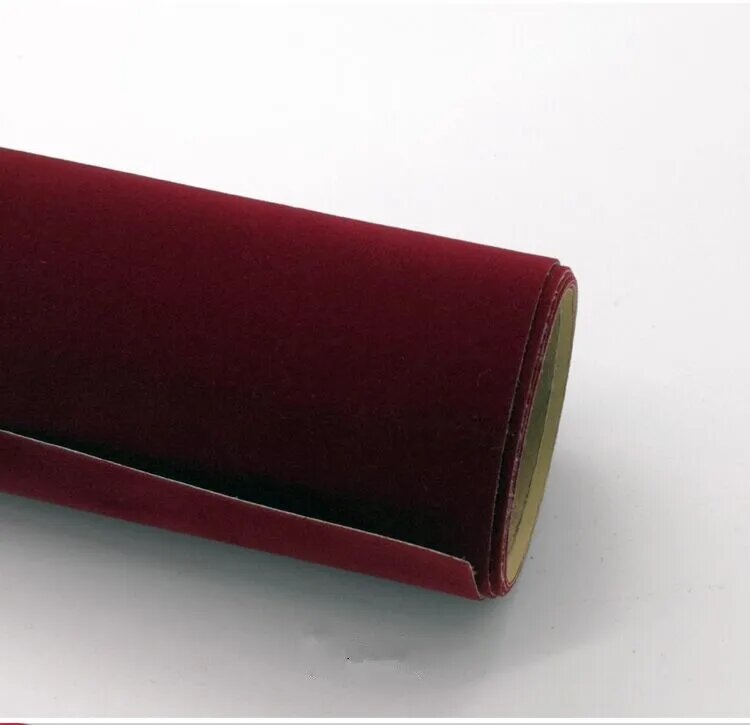 Самоклеящаяся бархатная ткань FODRK 1 мм Бордовый, 45cm x 10m, Wine Red