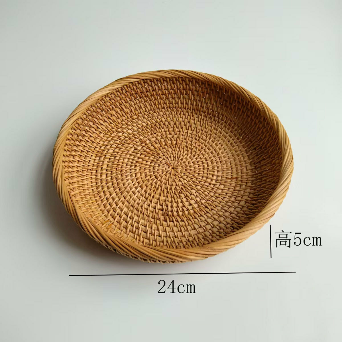 Оптовая продажа вьетнамских ротанговых корзин для хранения, круглая большая фруктовая тарелка, закуски, выпечка, маленькая корзина, коллекция мелких предметов, синий