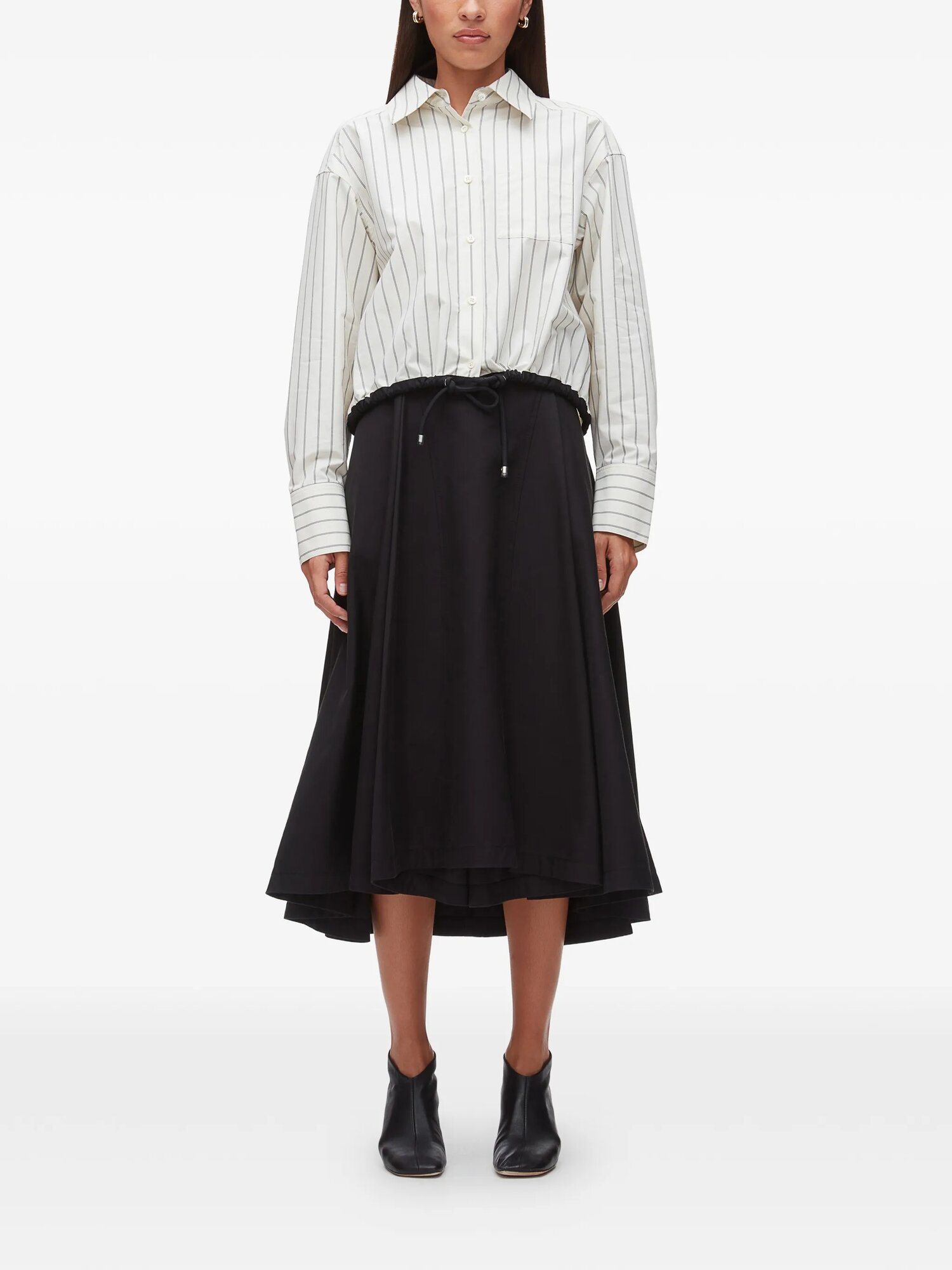 Рубашка 3.1 Phillip Lim Striped cropped shirt, размер 0, черный — фото 1