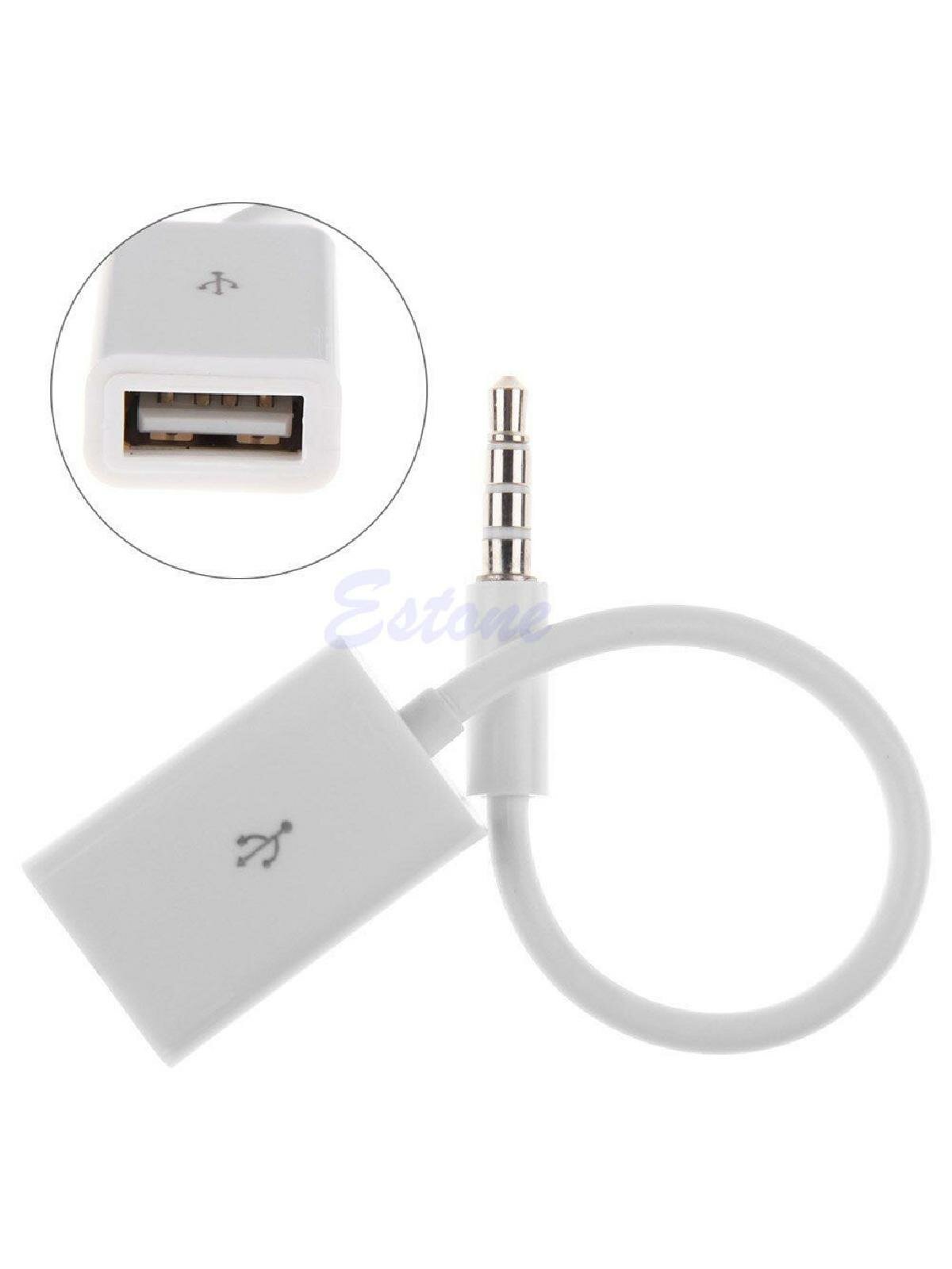 Мужской Аудиоразъем AUX Jack To USB 2.0 Женский Конвертер Кабельный Шнур Автомобильный MP3 3,5 мм