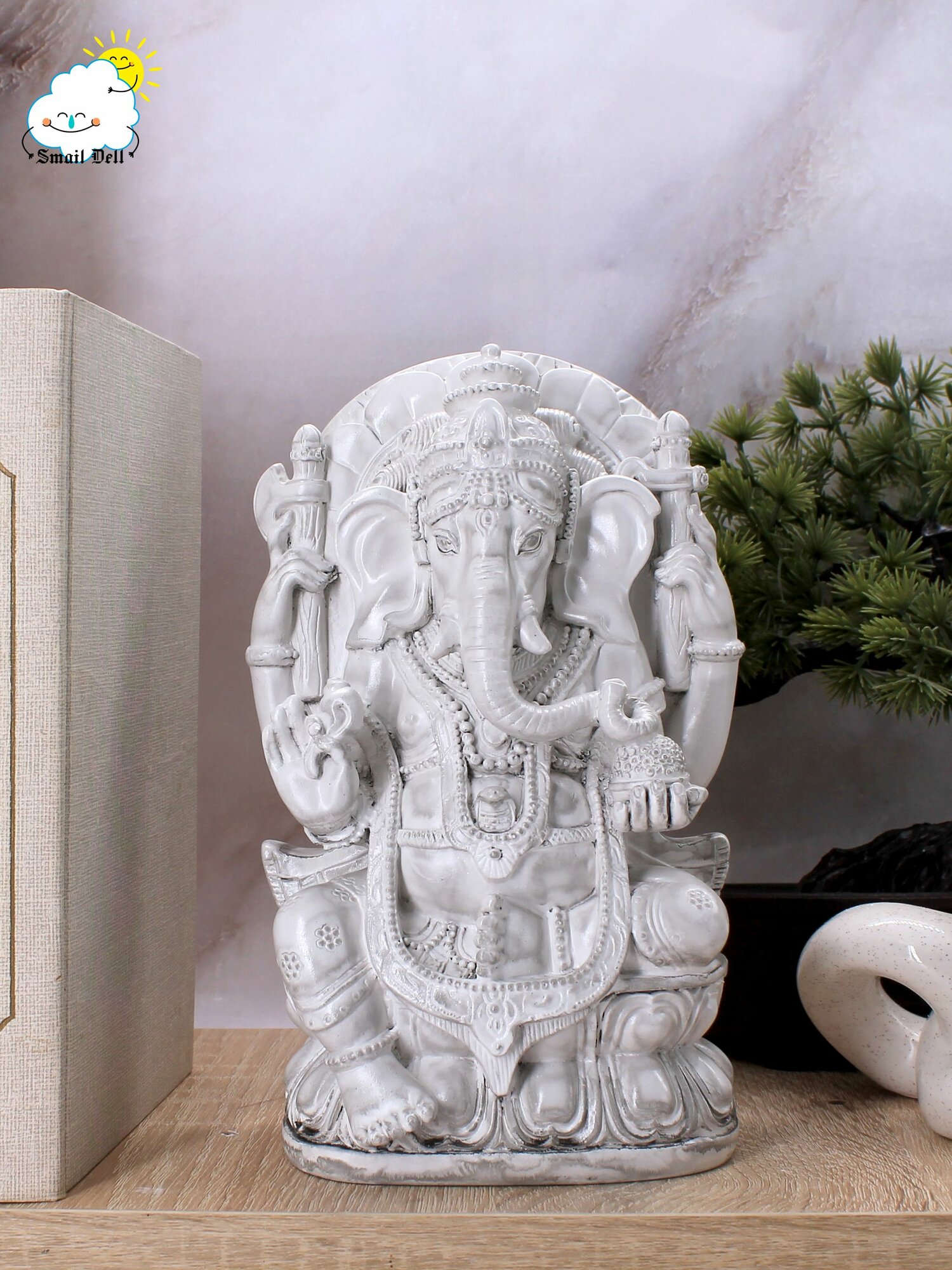 Статуэтка Ганеша большая , 20 см , гипс , цвет слоновая кость