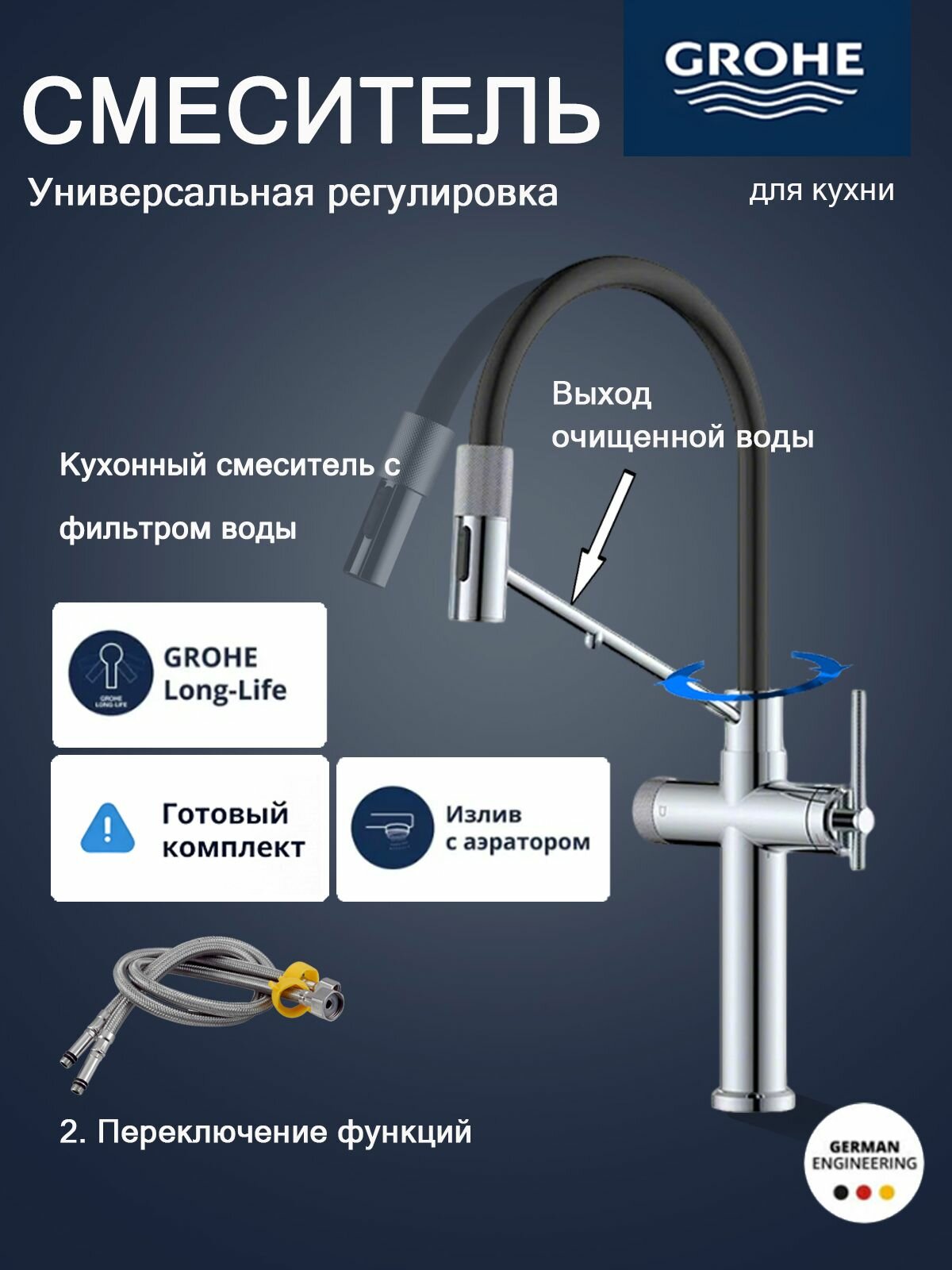 Смеситель для кухни С функцией интерфейса для очистки воды. (31367002)