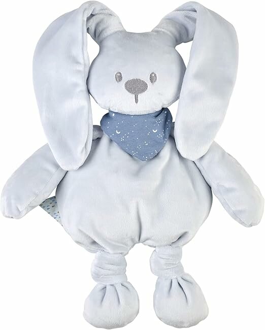 Игрушка мягкая Nattou - Милый синий кролик,30 см - B0D6S29DFF