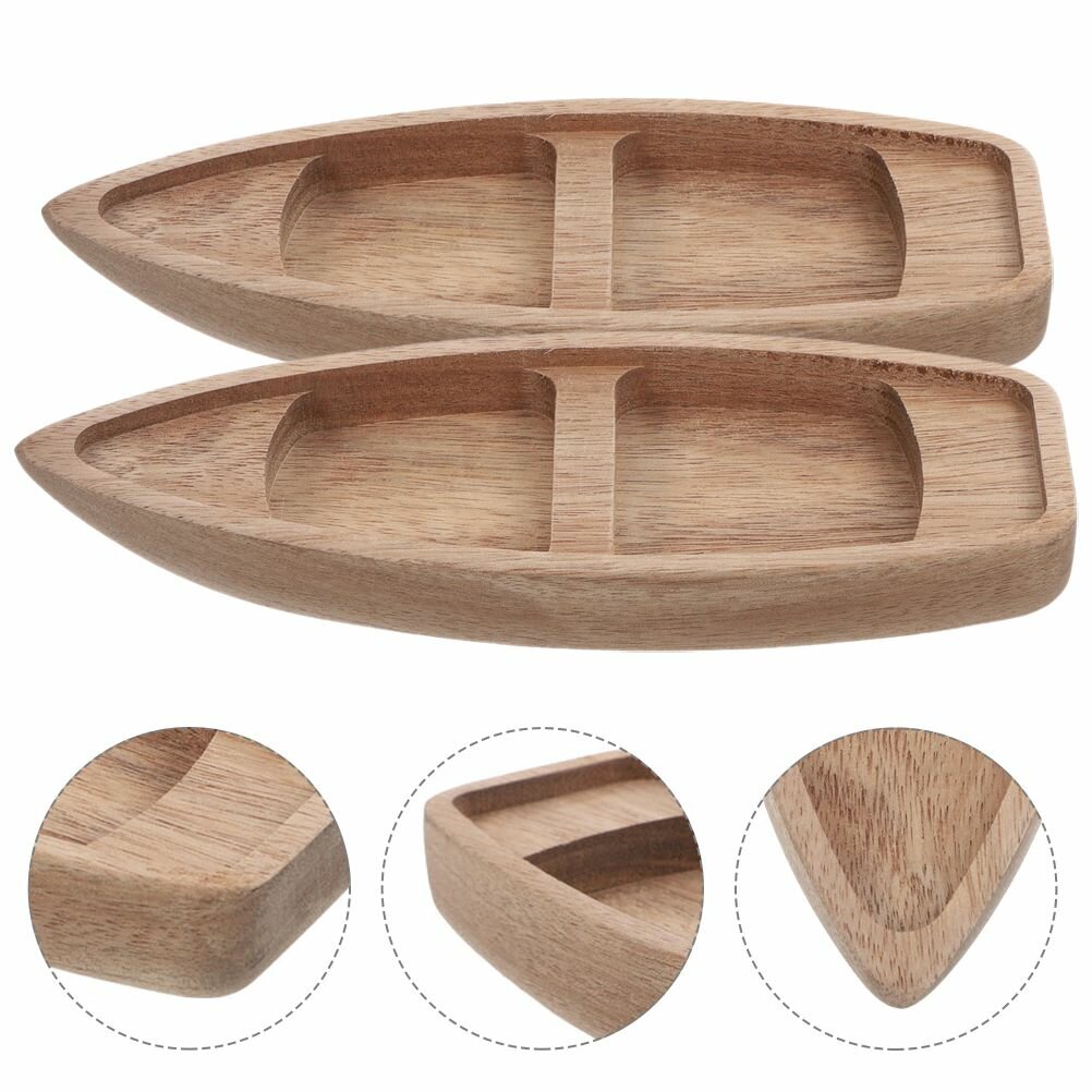 Деревянная декоративная лодка в светлых тонах для украшения полок и рабочих столов