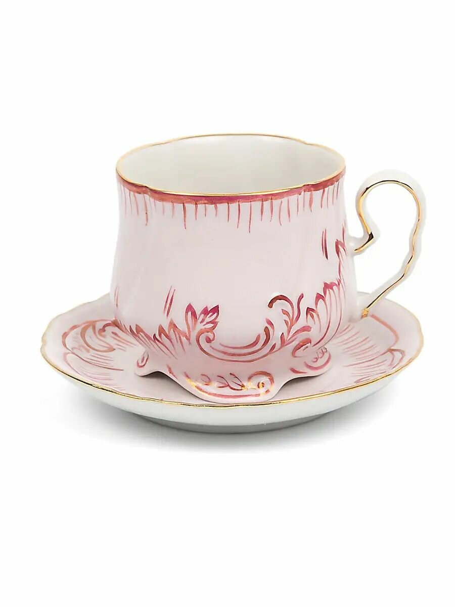 Чайная пара Кузнецовская "Рубиновая" 350мл