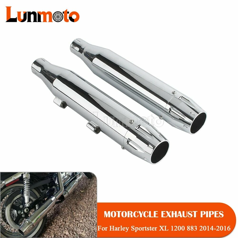 Выхлопные трубы (глушители) хромированные для мотоциклов Harley Sportster XL 883 1200 Iron SuperLow 2014-2016