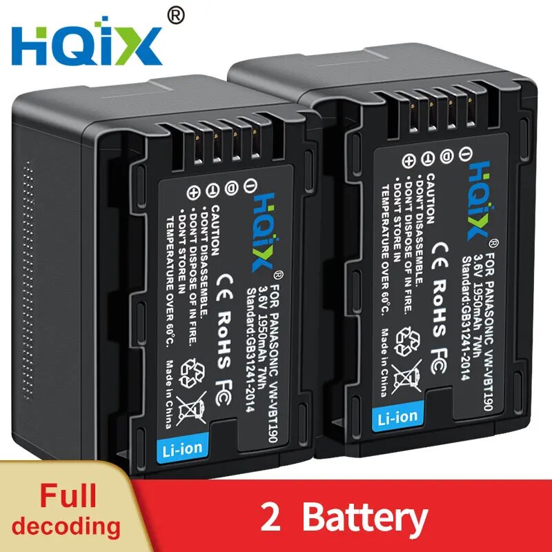 HQIX Зарядное устройство для Panasonic VW-VBT190 2 Battery
