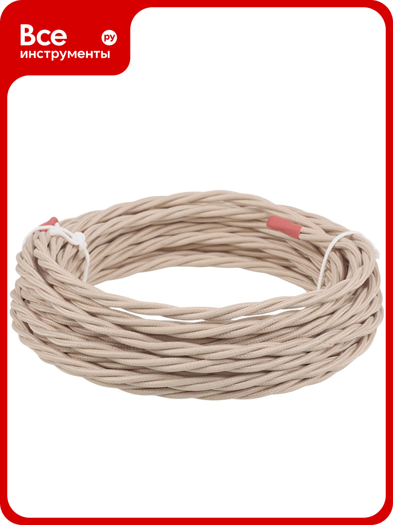 Ретро провод TDM ELECTRIC «Эко» 2×2,5 витой ГОСТ SQ2801‑0212, медный гибкий кабель с ПВХ‑изоляцией, круглая форма