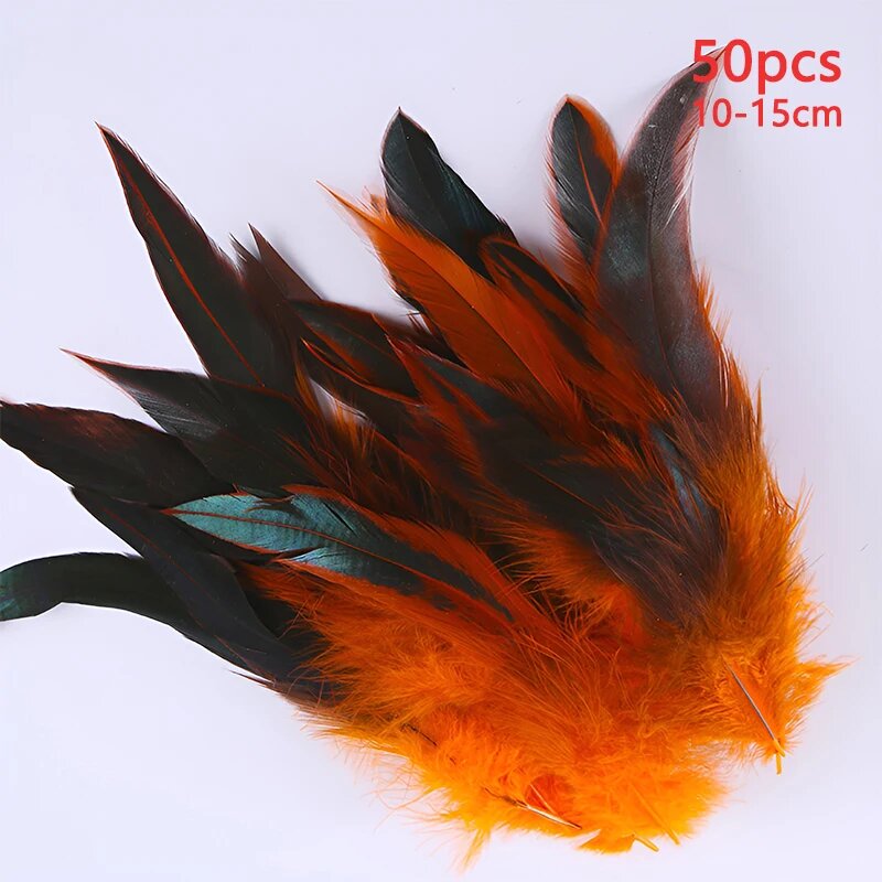 Петушиные перья 50 шт, красные и черные, 10-15 см, M036g250-50pcs