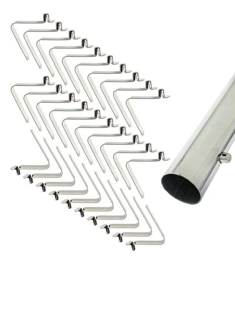 Комплект пружинных V-образных кнопок-фиксаторов для труб 35-55 мм с одной кнопкой D9x12 мм (30 шт.)