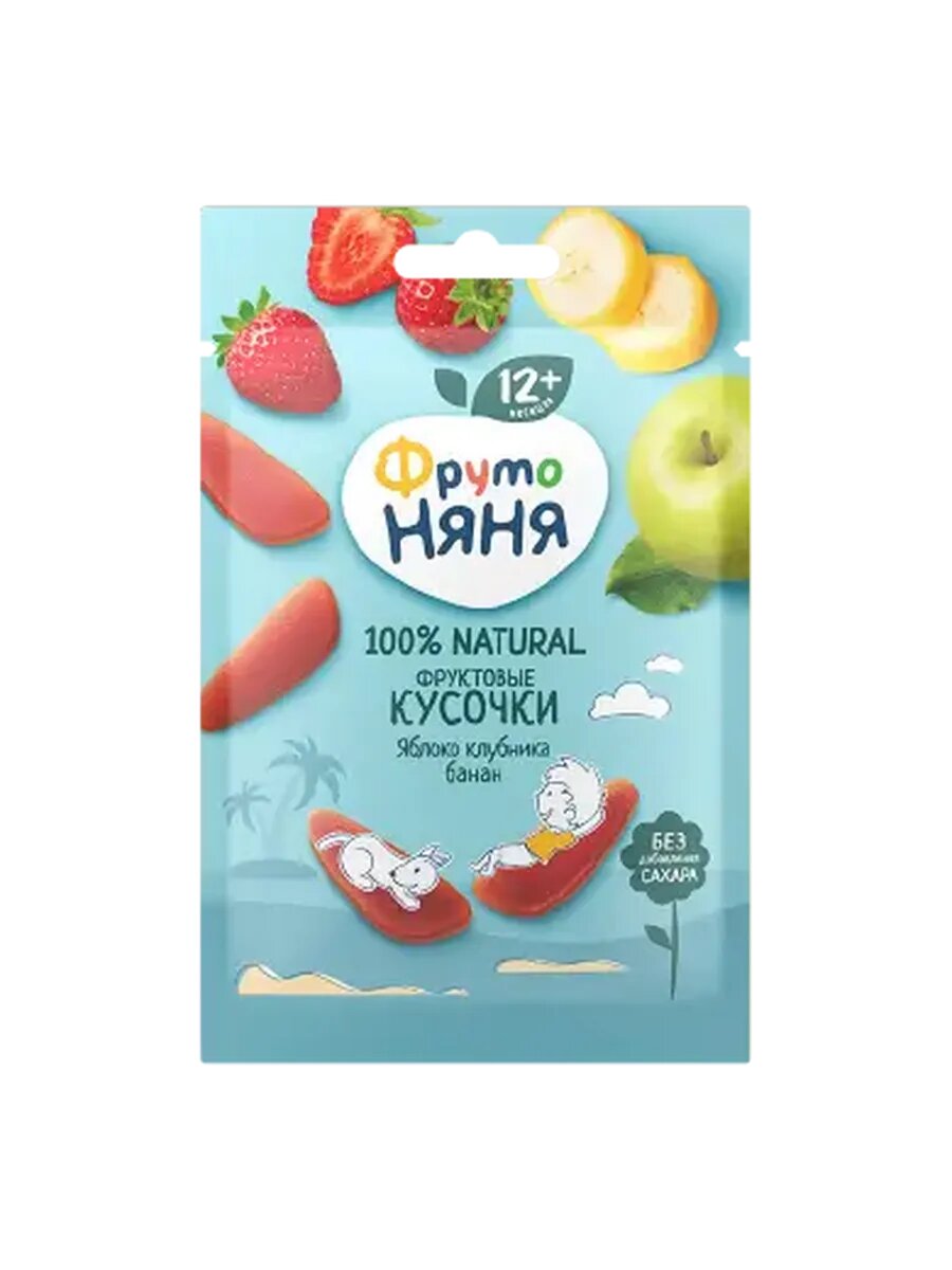 ФрутоНяня Фруктовые кусочки Яблоко/клубника/банан 15г