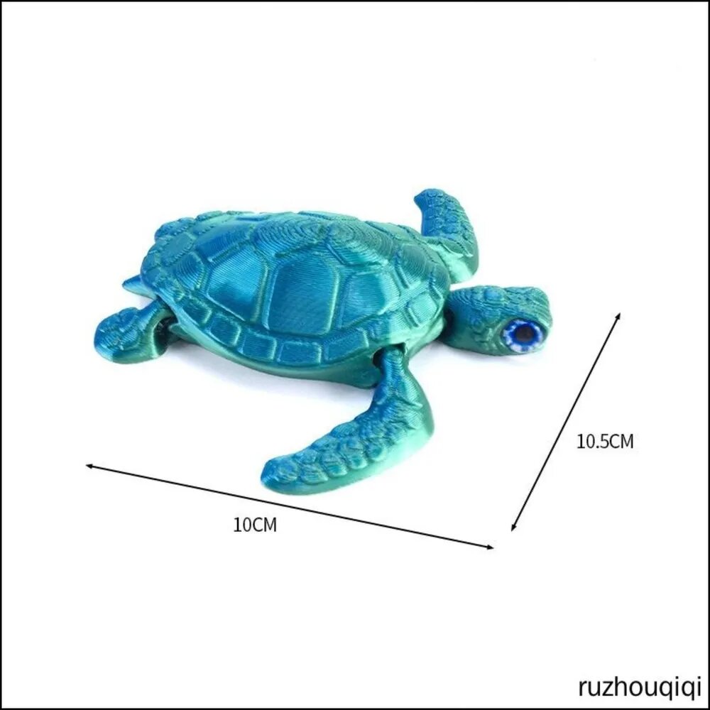 Игрушки с 3D-принтом: Черепашки фигурка из PETG-пластика сине-зелено-фиолетового цвета, 1 шт. — фото 1