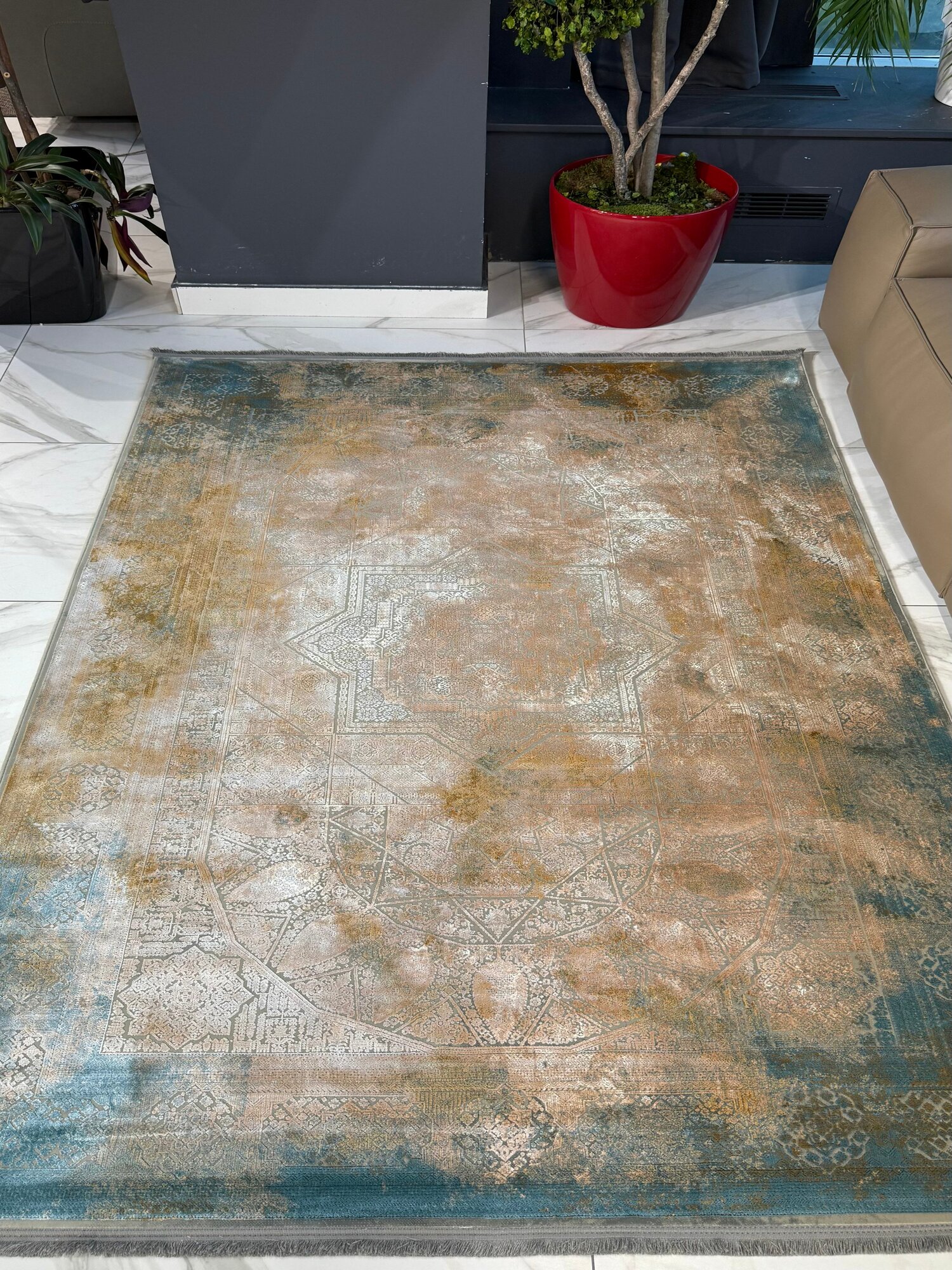 Ковер высокоплотный PREMIUM-коллекции иранский дизайнерский, на пол в спальню, гостиную, 2 на 3 м, шёлк и хлопок, шёлковый отлив, размер 200 х 300 см