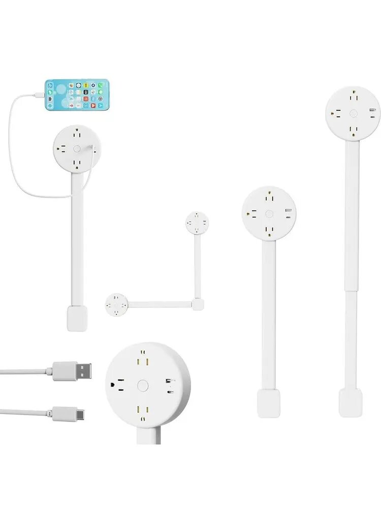 Удлинитель электрической розетки с USB и защитой от детей, белый