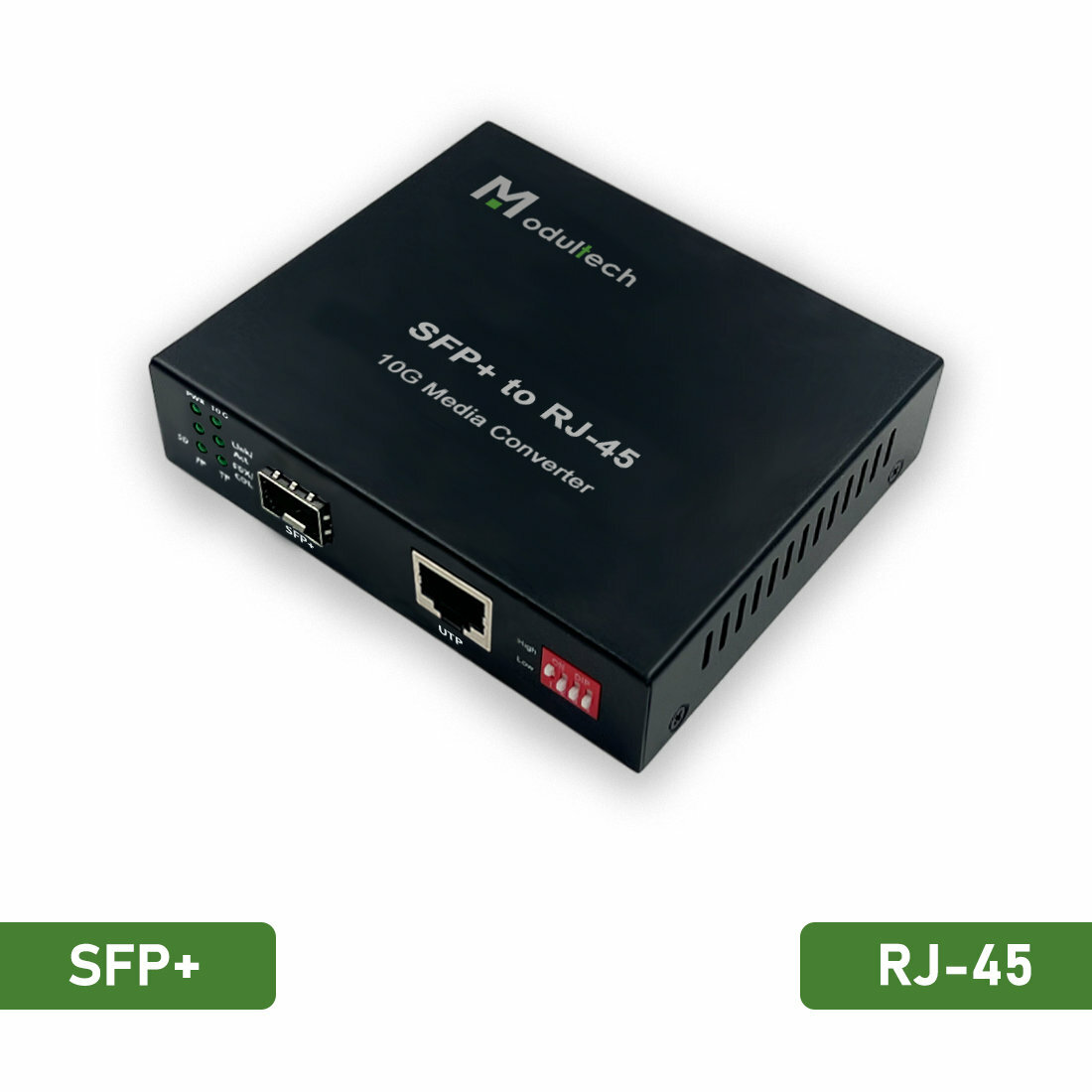 Медиаконвертер SFP+, 10G-Base-T – 10G-Base-X, RJ-45