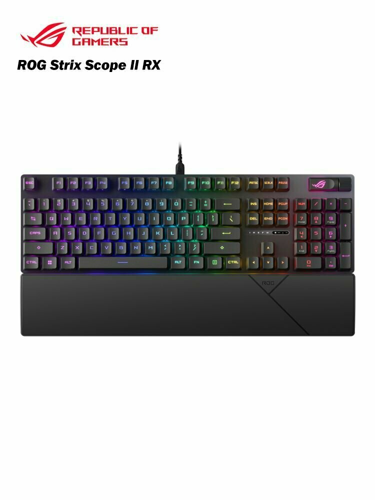 ASUS Игровая клавиатура проводная ROG Strix Scope II RX, (ROG RX Blue), Английская раскладка, черный