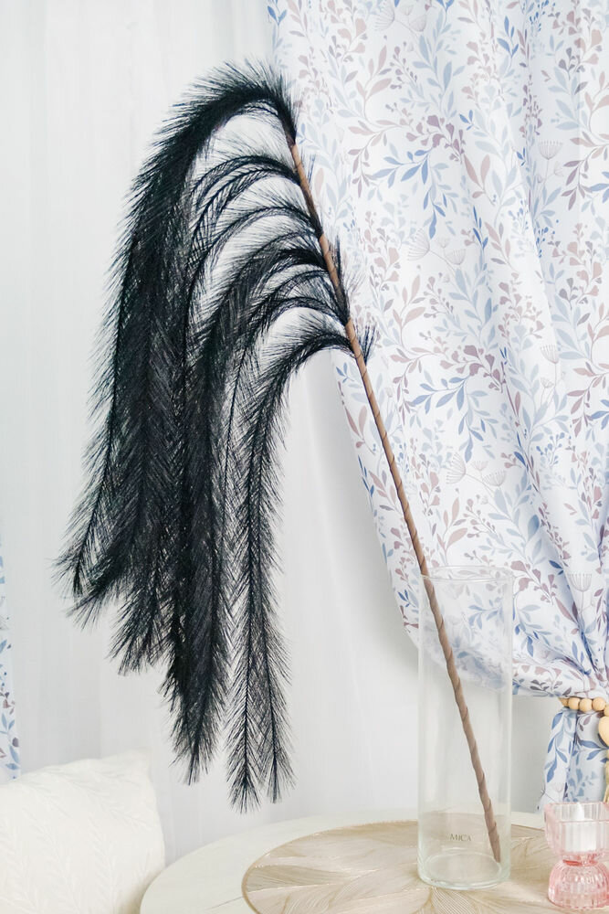 Декоративная ветка пьюмэ, искусственные перья, чёрная, 130 см, Koopman International YZA001070