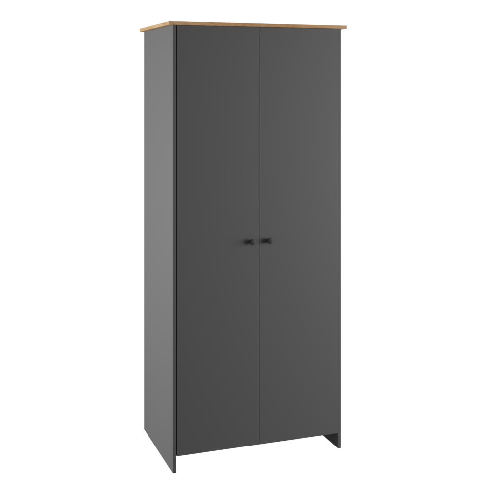 Шкаф двухстворчатый "2Д Теодора", графит/золотой