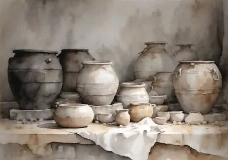 Винтажные керамические фигуры, печать на холсте 30x40см, PF 32384