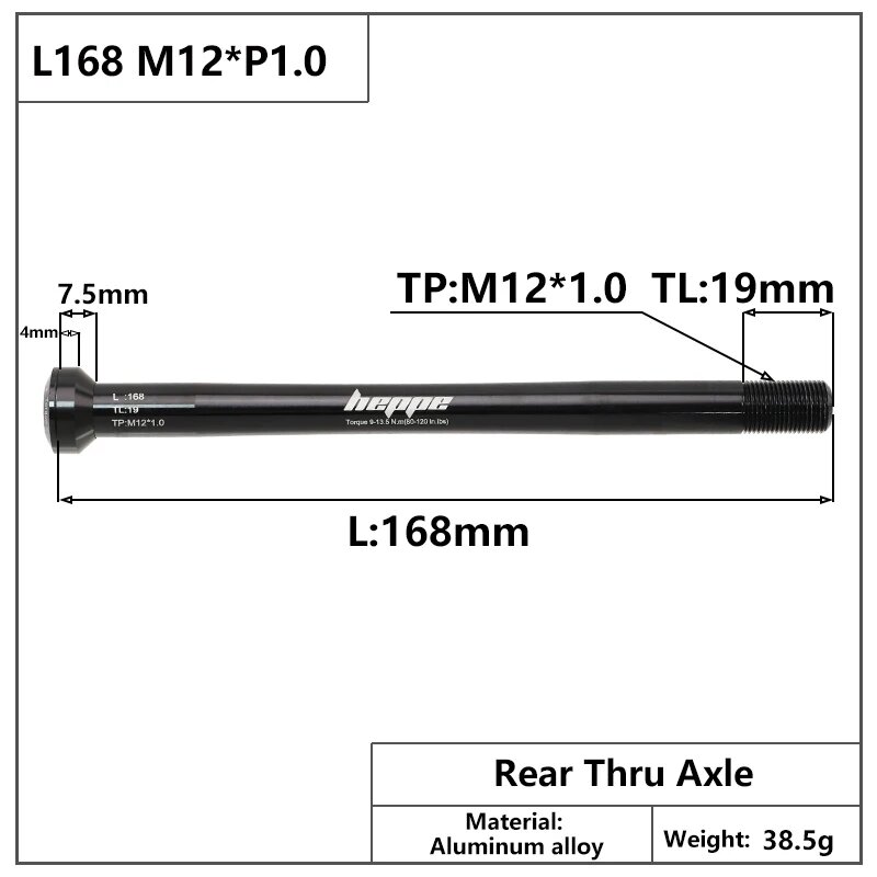 HEPPE Сквозная ось для велосипеда L168 M12x1.0 TL19