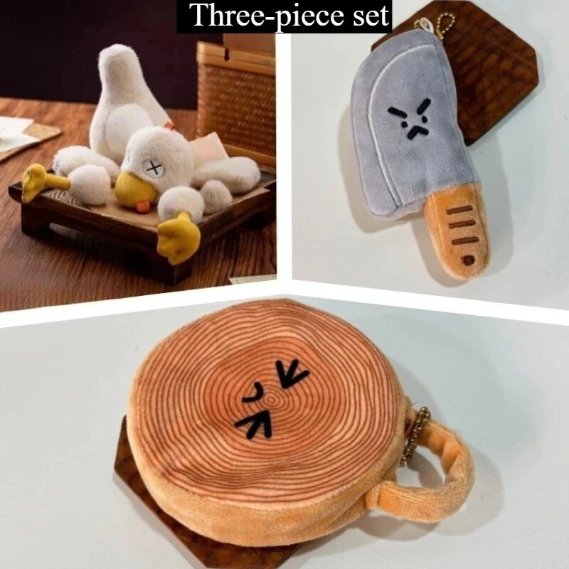Плюшевая игрушка утка с ножом и пнём, набор 3 шт, цвет 3 set