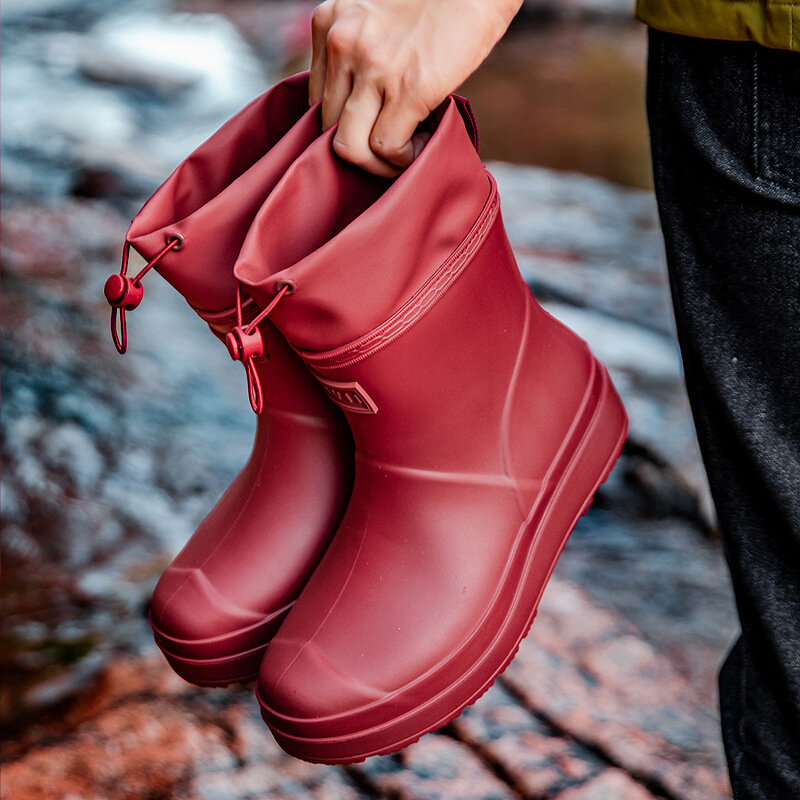 Модные резиновые сапоги больших размеров для женщин, зимние хлопковые нескользящие сапоги для воды, сапоги до середины икры, подходят для пар и мужчин. Размер обуви. EU:41