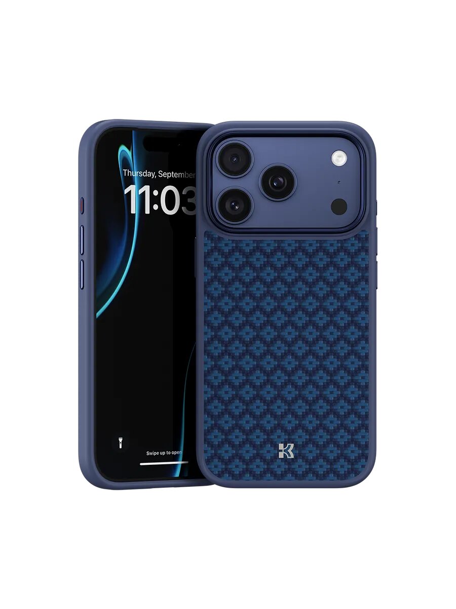Усиленный чехол Benks ArmorPro ArmorGrid Case built with Kevlar для iPhone 17 Pro Max синий C. K. FL. AP. BE. YB70