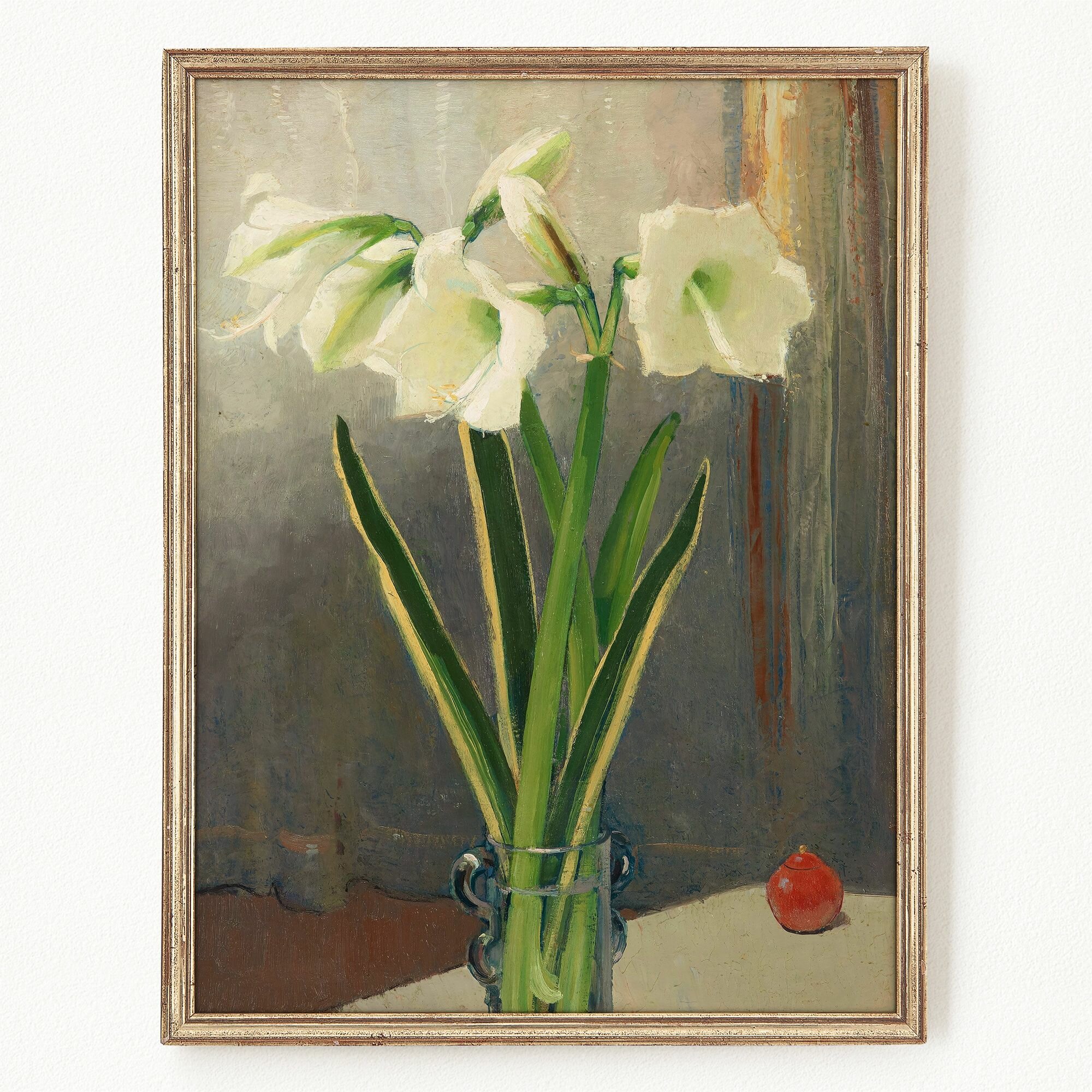 Постер "Натюрморт с лилиями - Олле Хьёртцберг", 40х50 см (без рамки)