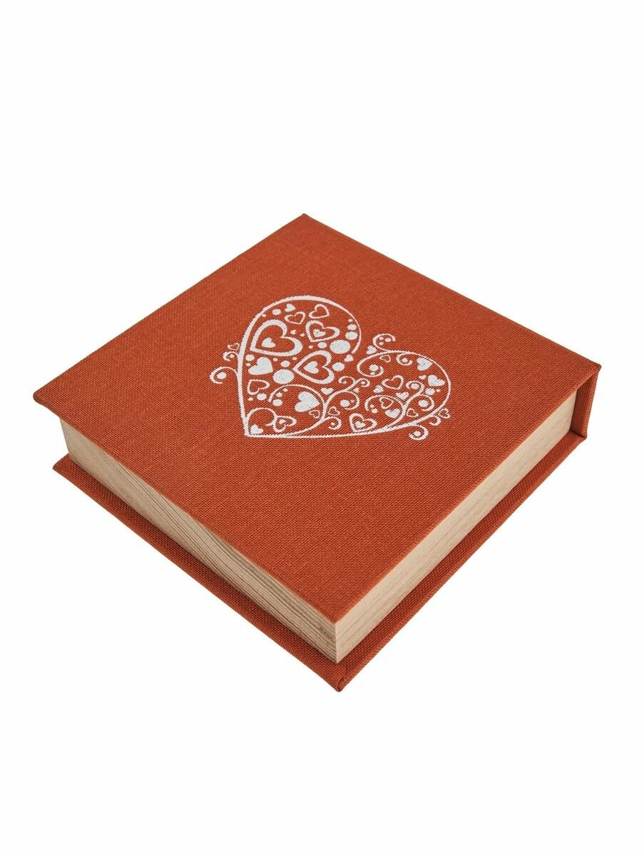 Коробочка (коробка, бокс) для флешки USB флэш-накопителя из натурального бука с книжной обложкой и оттиском "Сердце"