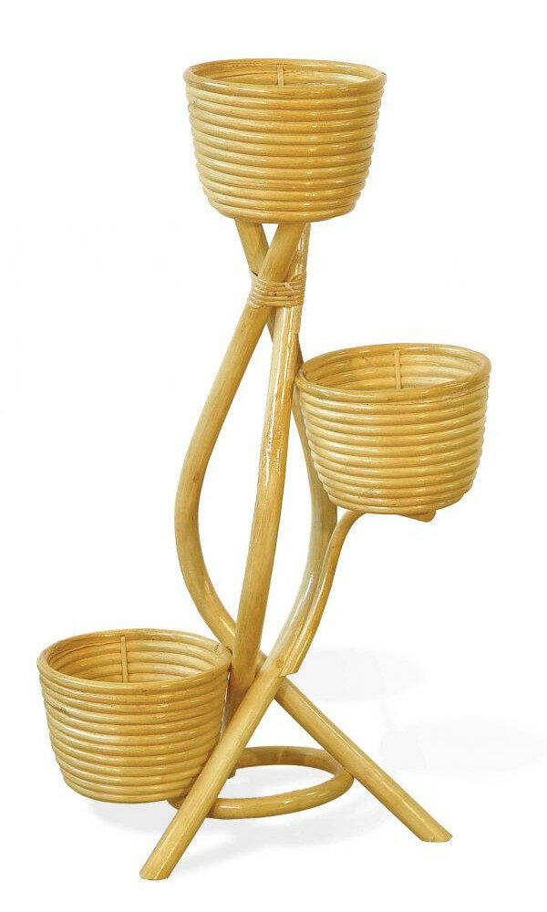 Цветочница ротанговая на 3 кашпо Vinotti 15/29, Цвет: мёд