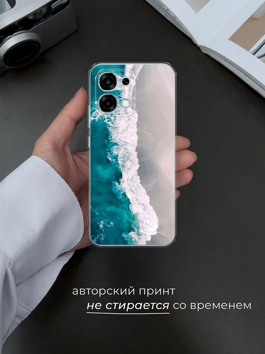 Чехол на Oppo A6 Pro / Оппо A6 Про с принтом Бирюзовые волны — фото 1