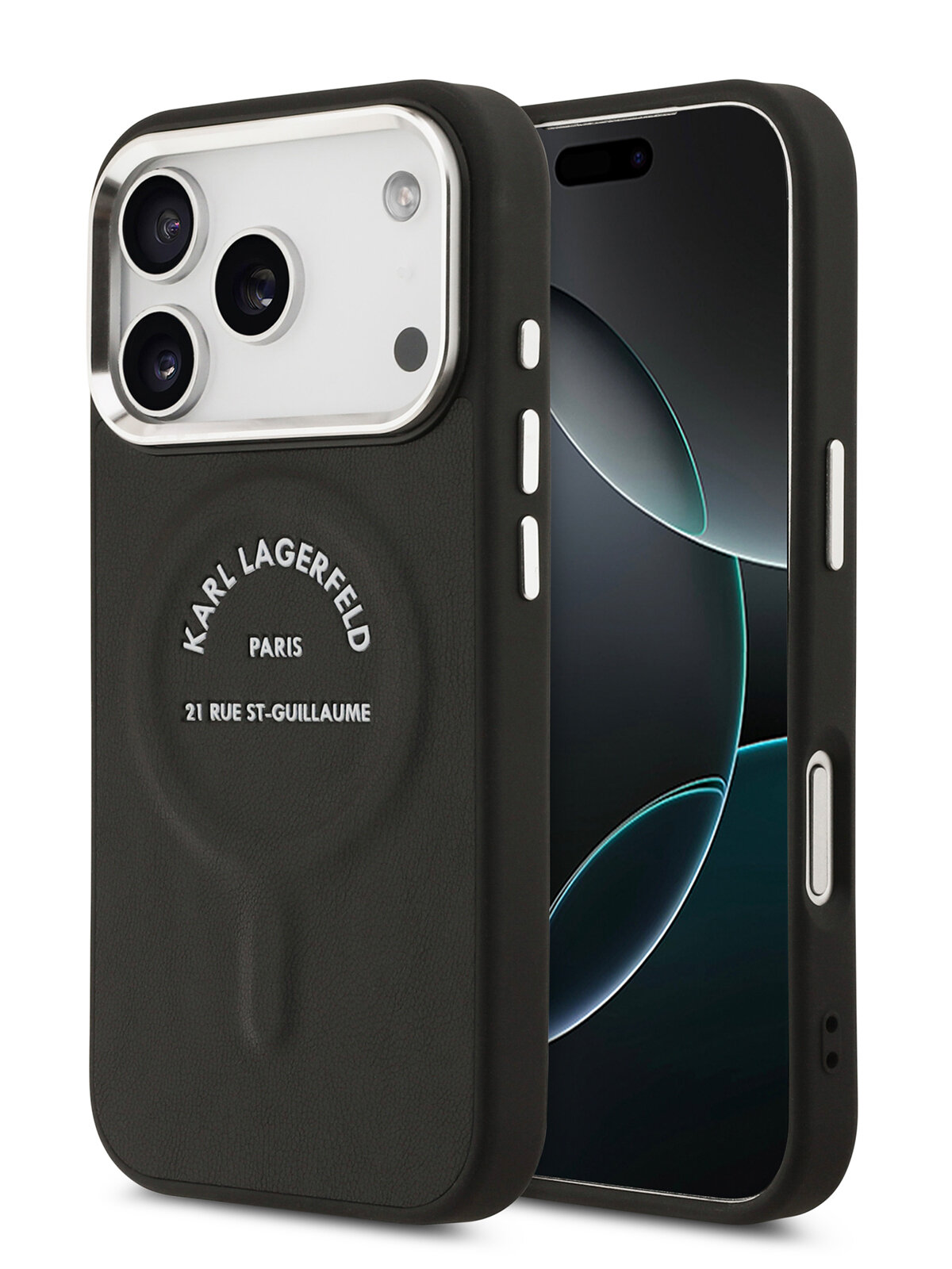 Чехол Karl Lagerfeld на iPhone 17 Pro Max, с магнитами MagSafe, из гладкой экокожи PU leather, черный