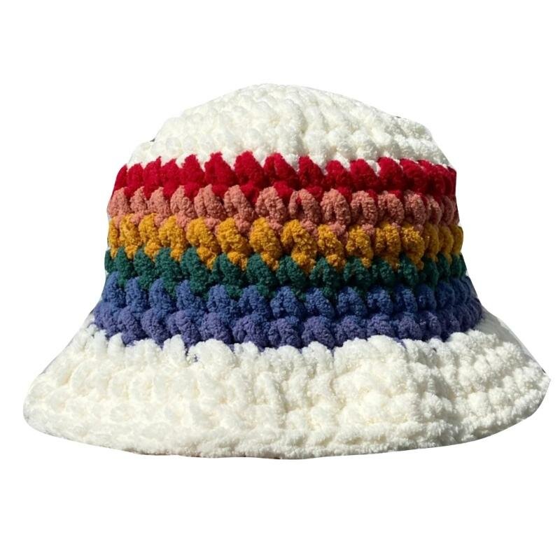 Радужная вязаная панама, белый цвет 1