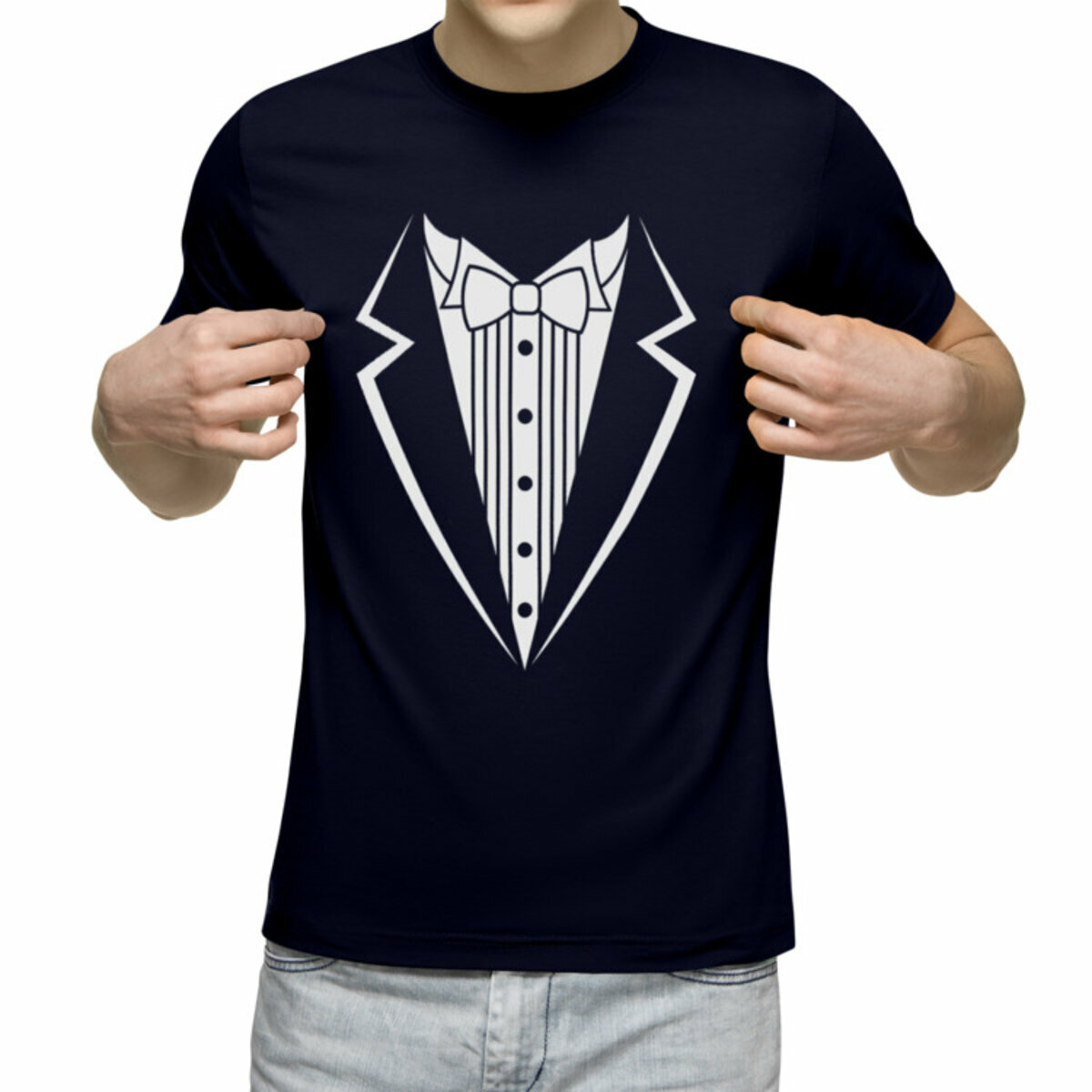 Мужская футболка «смокинг в виде смокинга галстук бабочка косплей» (темно-синий, M)