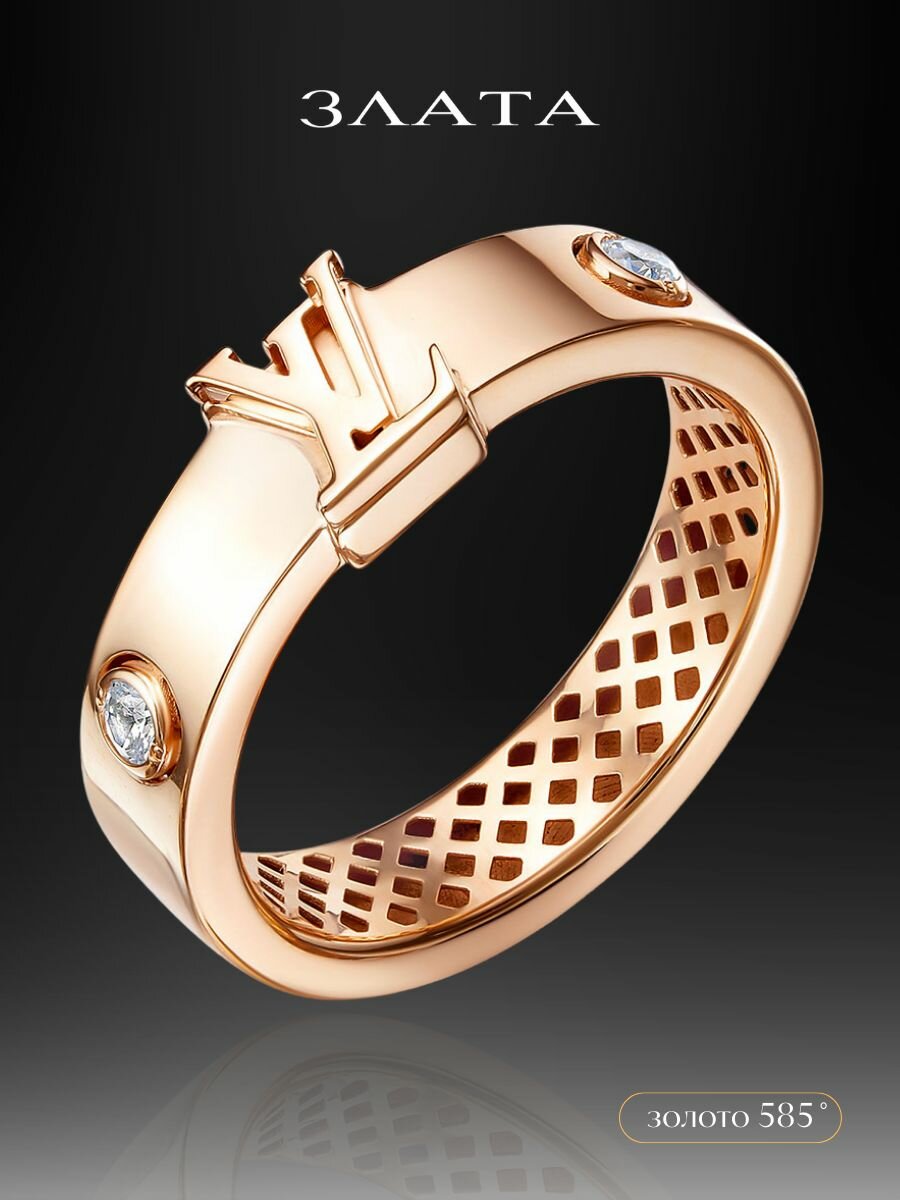 Кольцо широкое, красное золото, 585 проба