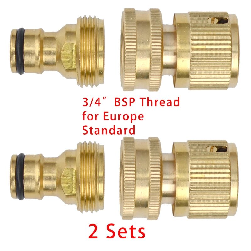 Латунный разветвитель шланга 3/4" BSP, 1-2 выхода, Quickconnector EU