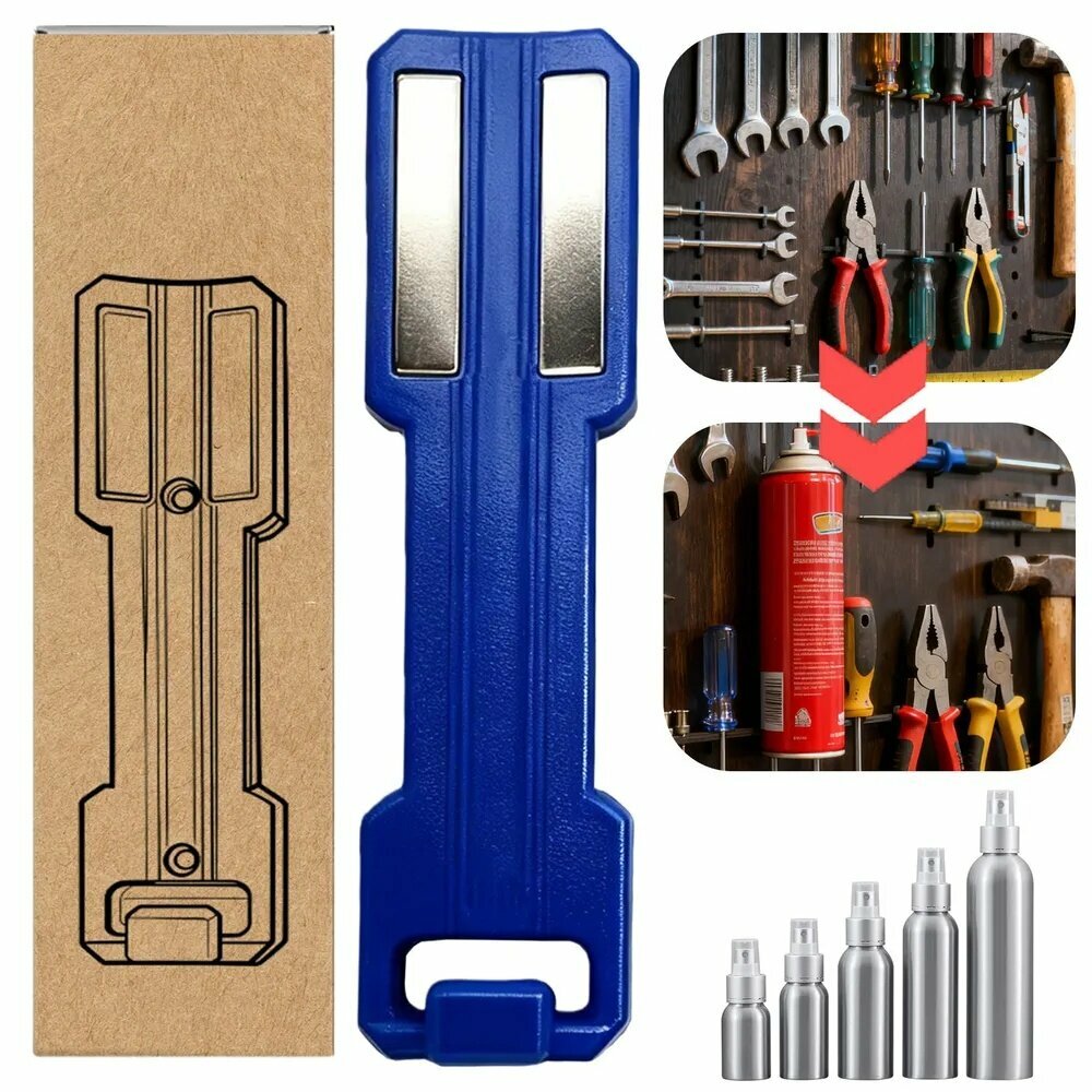 Магнитная стойка для аэрозольных баллонов сильного действия, пластиковая, синяя, 115 40 30 мм